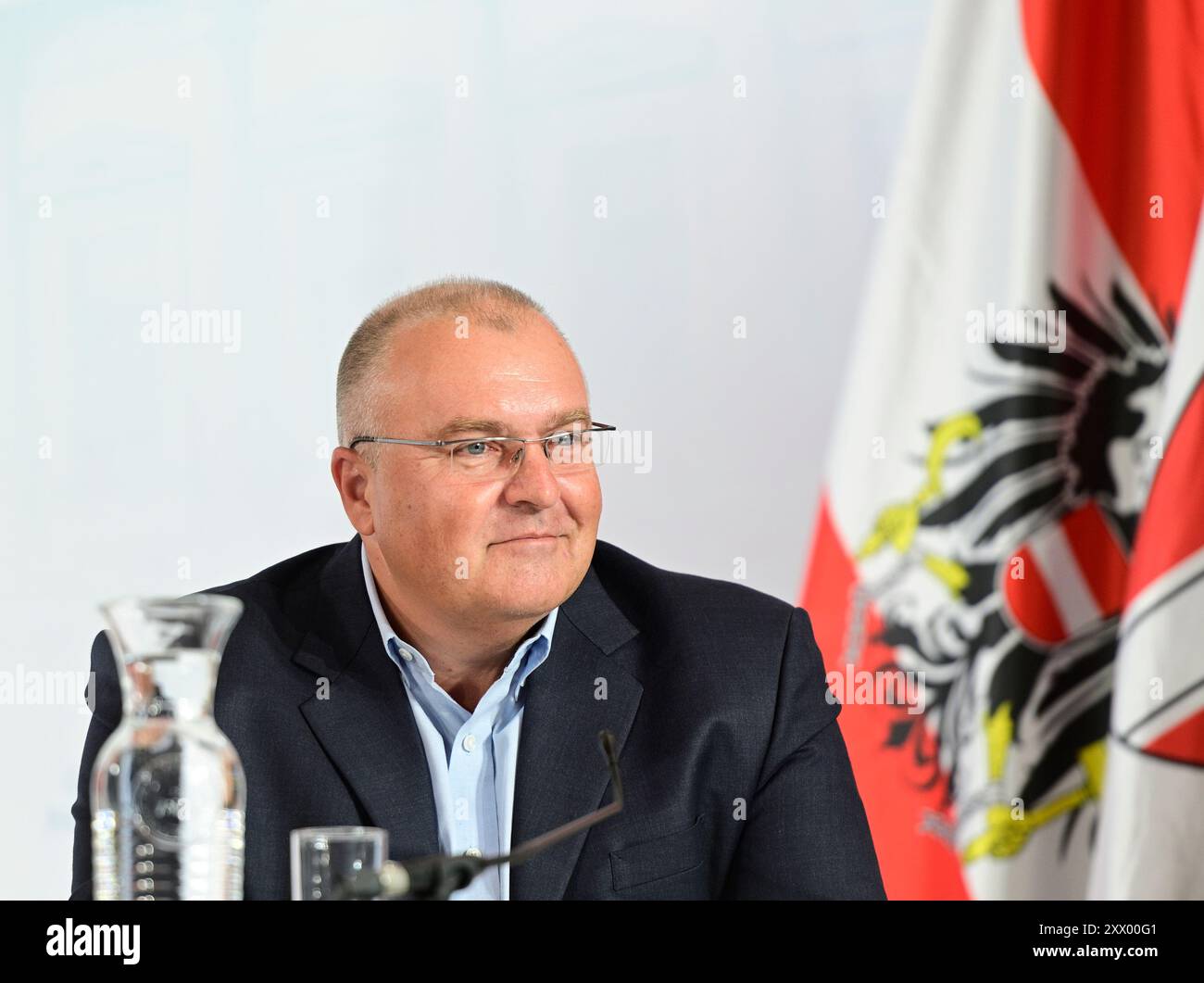 Vienna, Austria. 21st August, 2024. Presentation of the FPÖ (Freedom Party of Austria) election ...