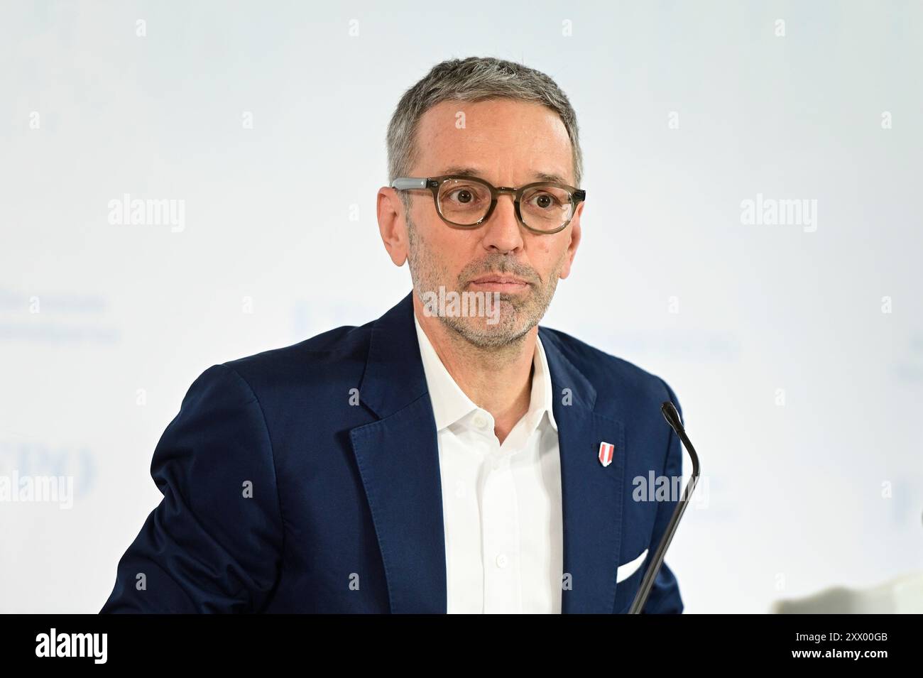 Vienna, Austria. 21st August, 2024. Presentation of the FPÖ (Freedom Party of Austria) election ...