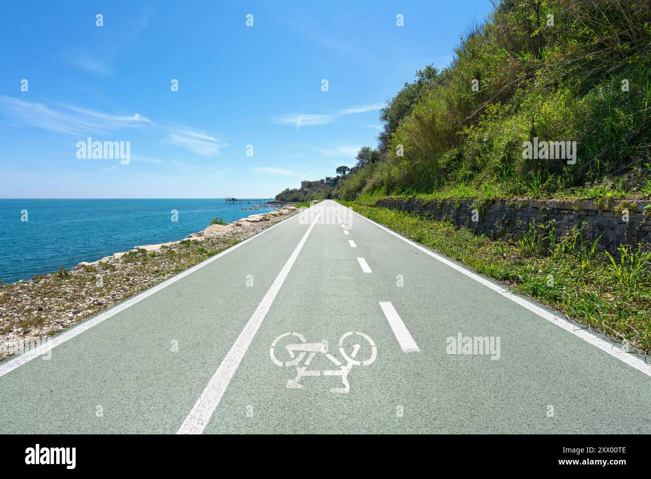 Cycle pedestrian path La Via Verde Costa dei Trabocchi. Ortona and San ...