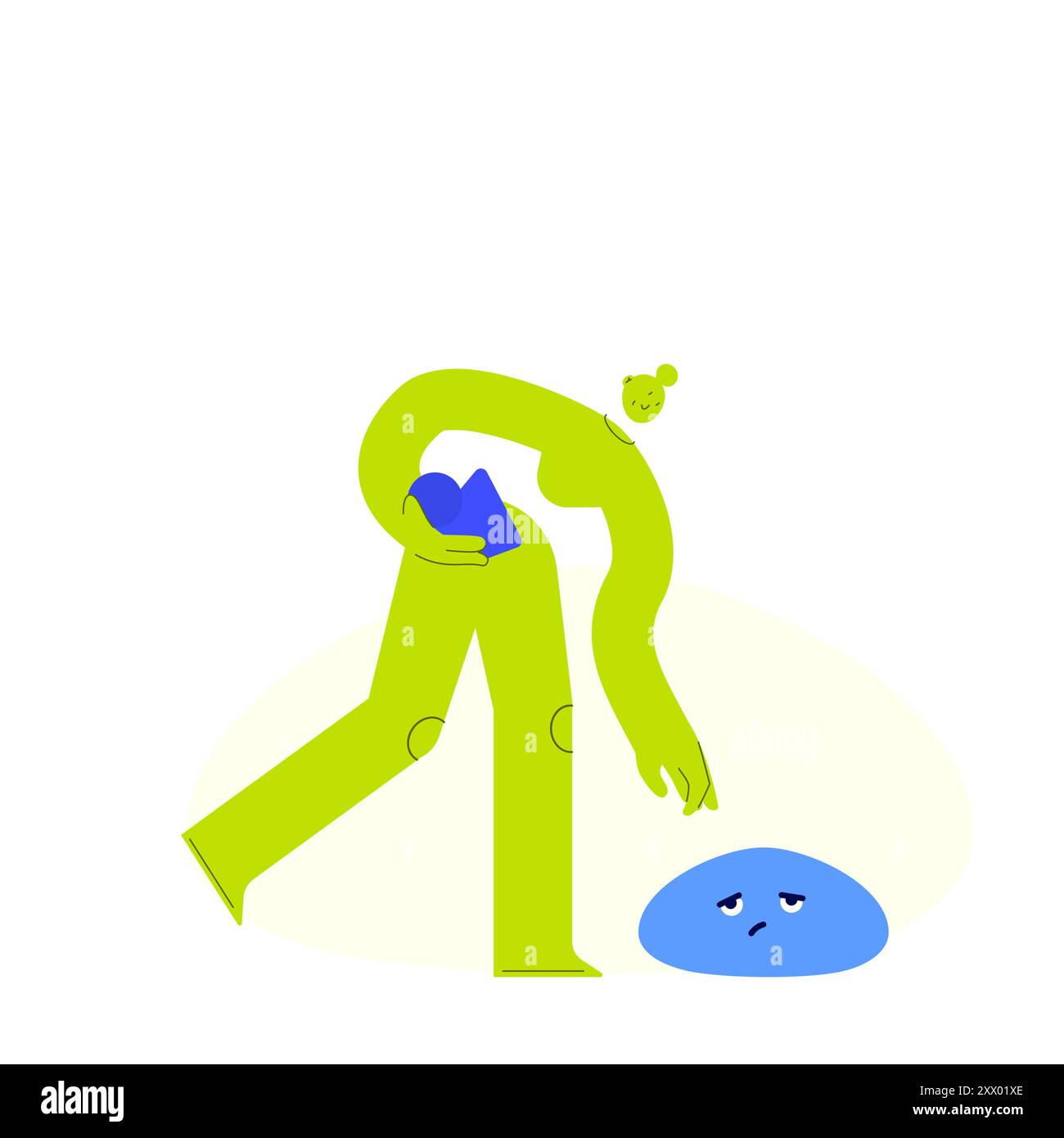 Vector illustration of a woman, collection abstract emotions. Boredom ...