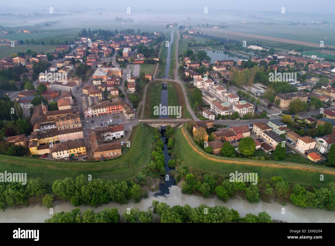 The town of Bomporto in the province of Modena, northern Italy, where ...