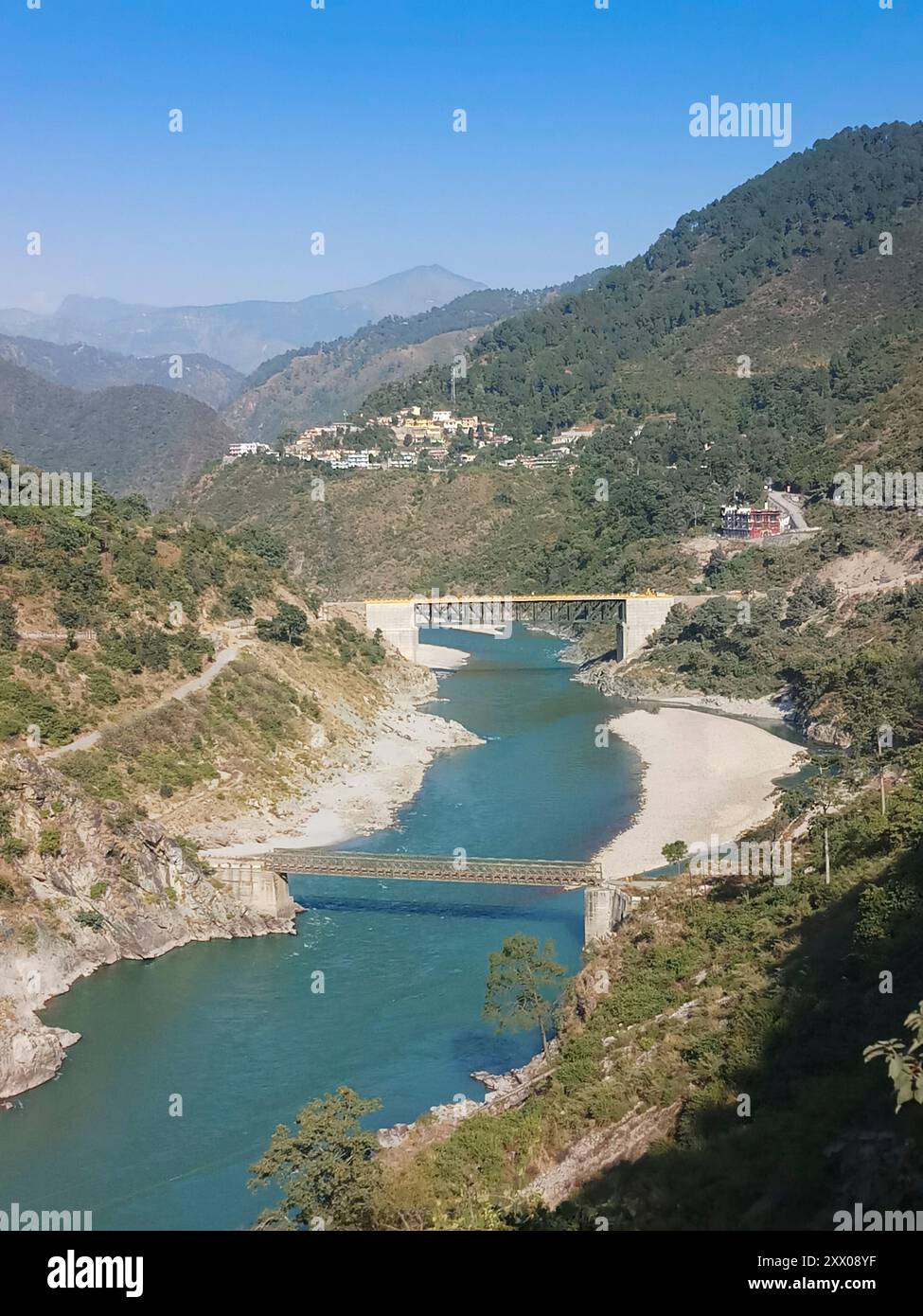 Holy Ganges or Ganga river , flowing through Himalayan mountians of ...