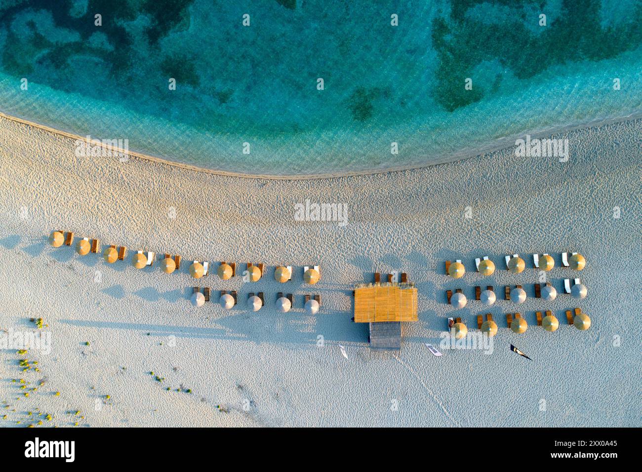 Aerial view of a beautiful, slightly remote beach in Lefkada, Greece ...