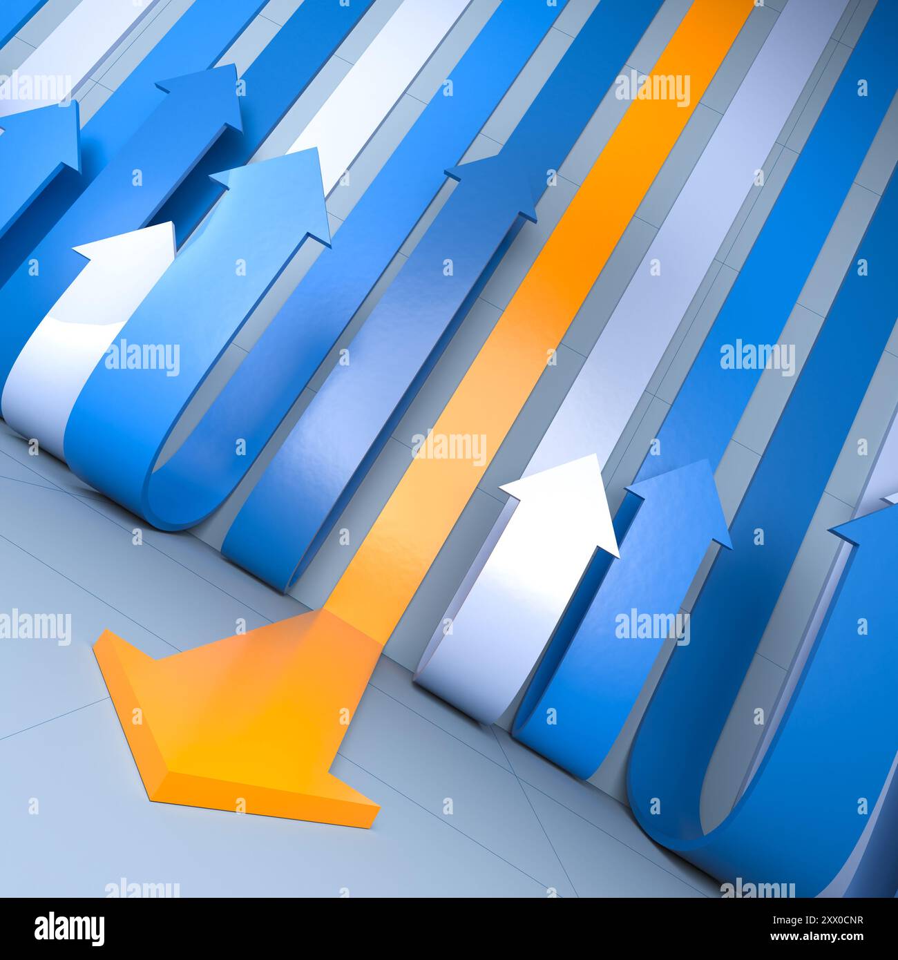 3d row blue arrows following orange going opposite direction Stock ...