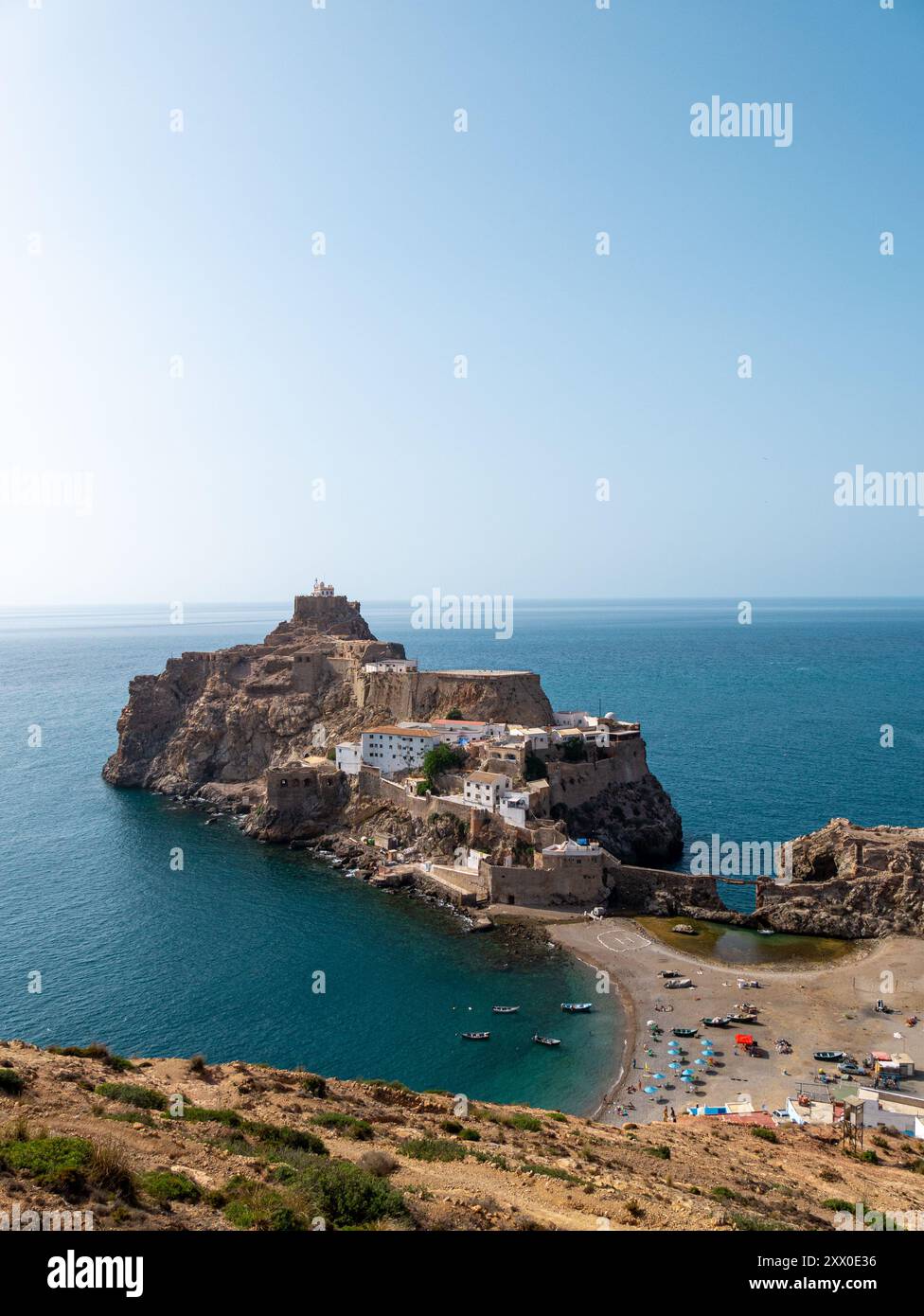 Spanish Military base of Peñón de Vélez de la Gomera on the coast of ...
