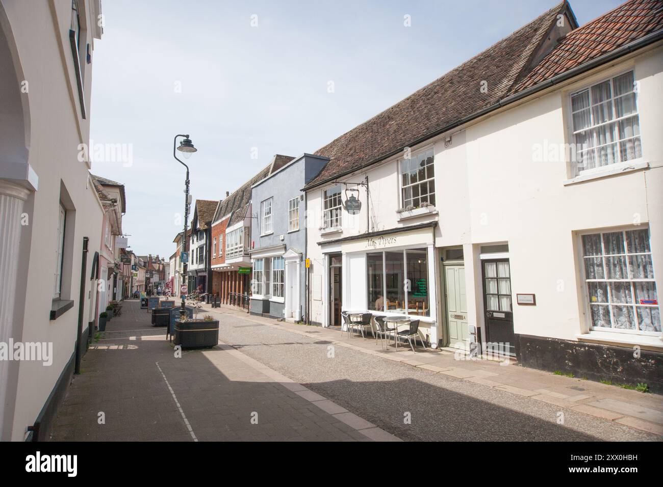 Shops on the Thoroughfare in Woodbridge, Suffolk in the United Kingdom ...