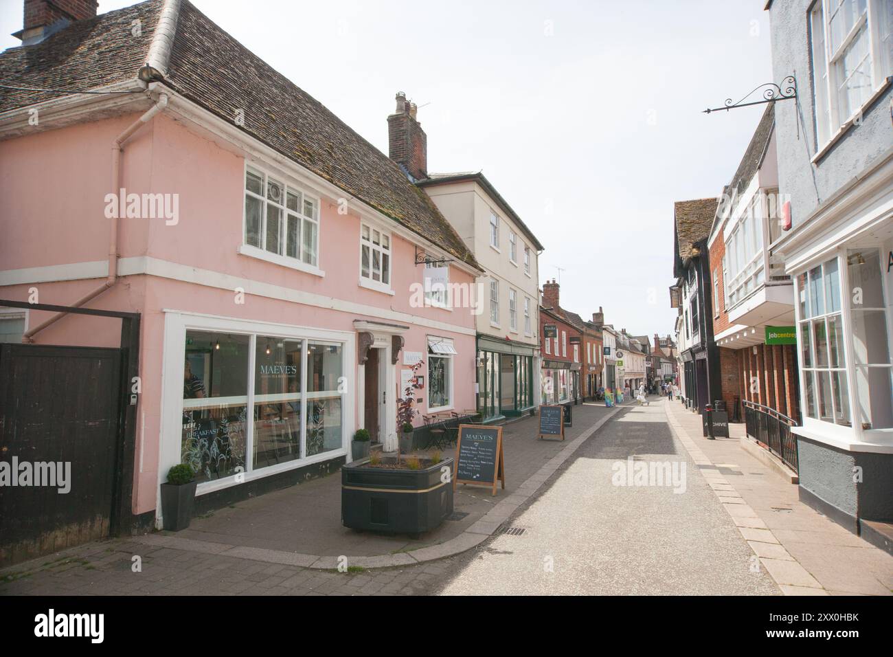 Shops on the Thoroughfare in Woodbridge, Suffolk in the United Kingdom ...
