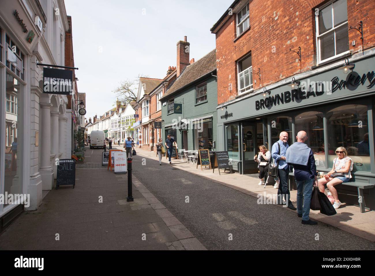 Shops on the Thoroughfare in Woodbridge, Suffolk in the United Kingdom ...
