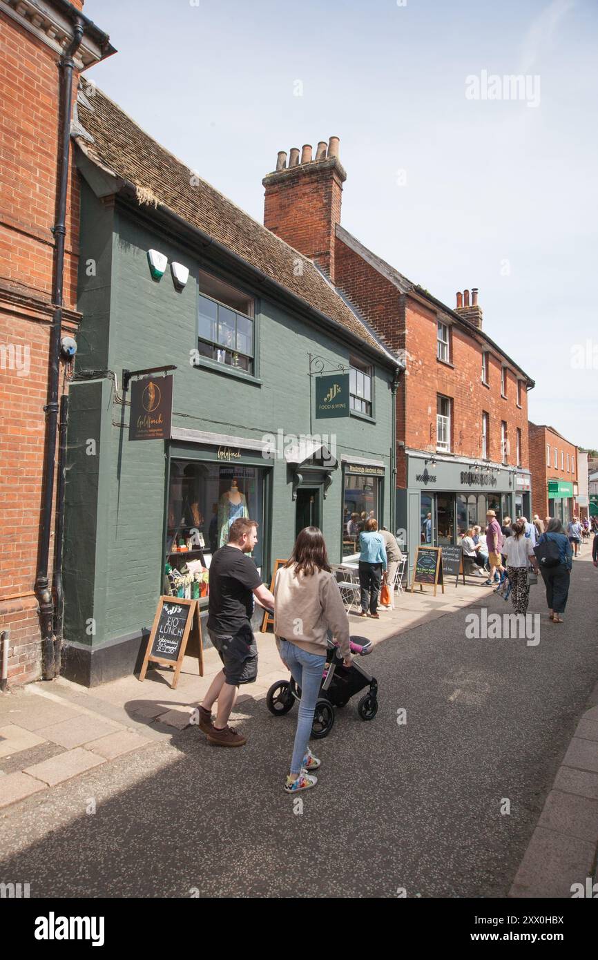 Shops on the Thoroughfare in Woodbridge, Suffolk in the United Kingdom ...