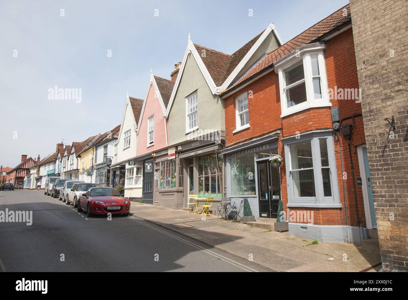 Shops on Theatre Street in Woodbridge, Suffolk in the United Kingdom ...