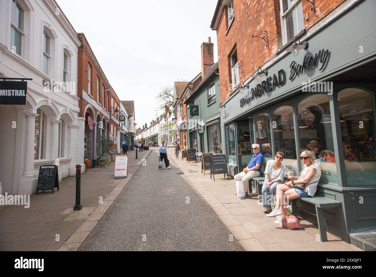 Shops on the Thoroughfare in Woodbridge, Suffolk in the United Kingdom ...