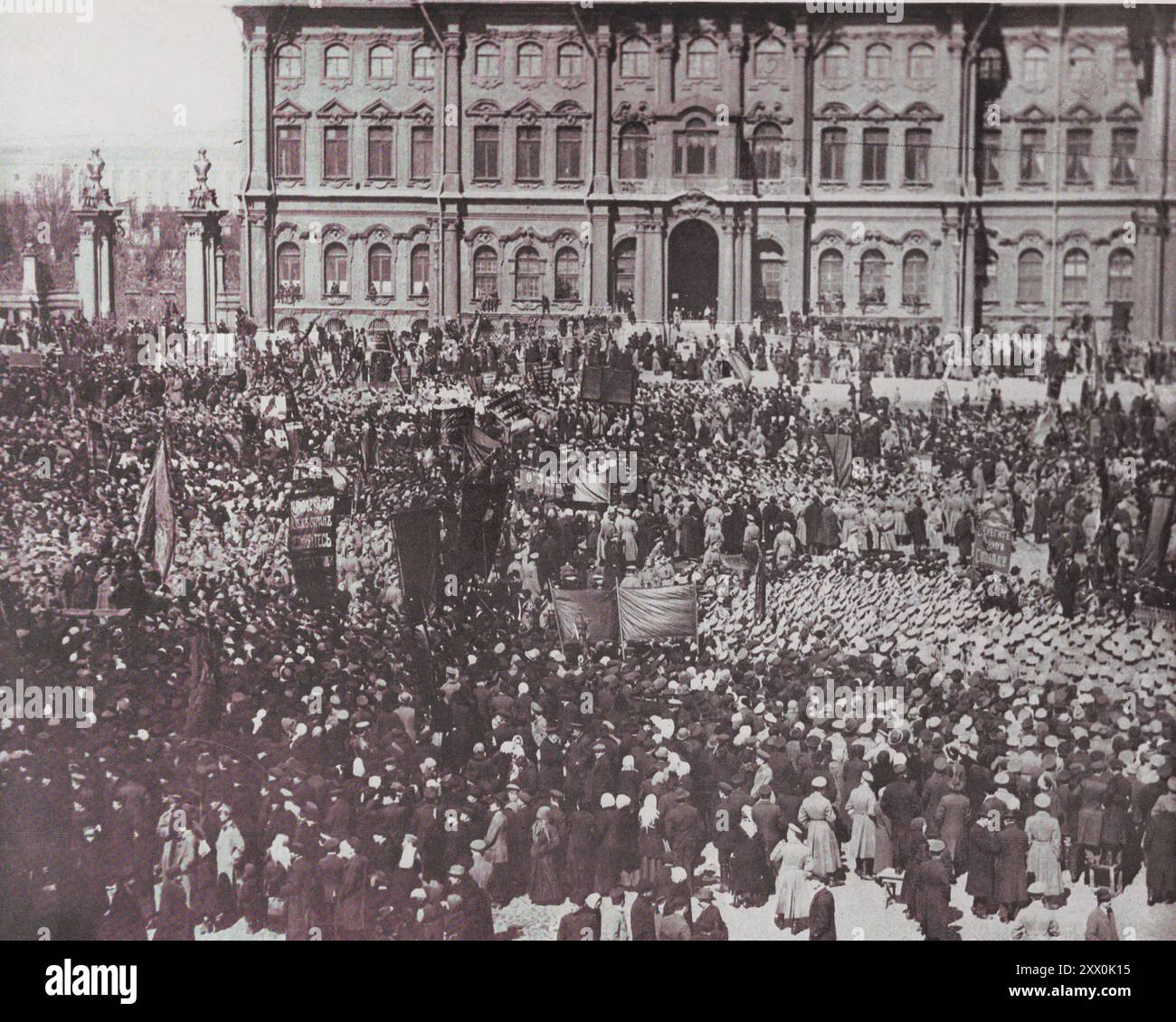 Archival photo of Revolution in Russia. May Day demonstration in front ...