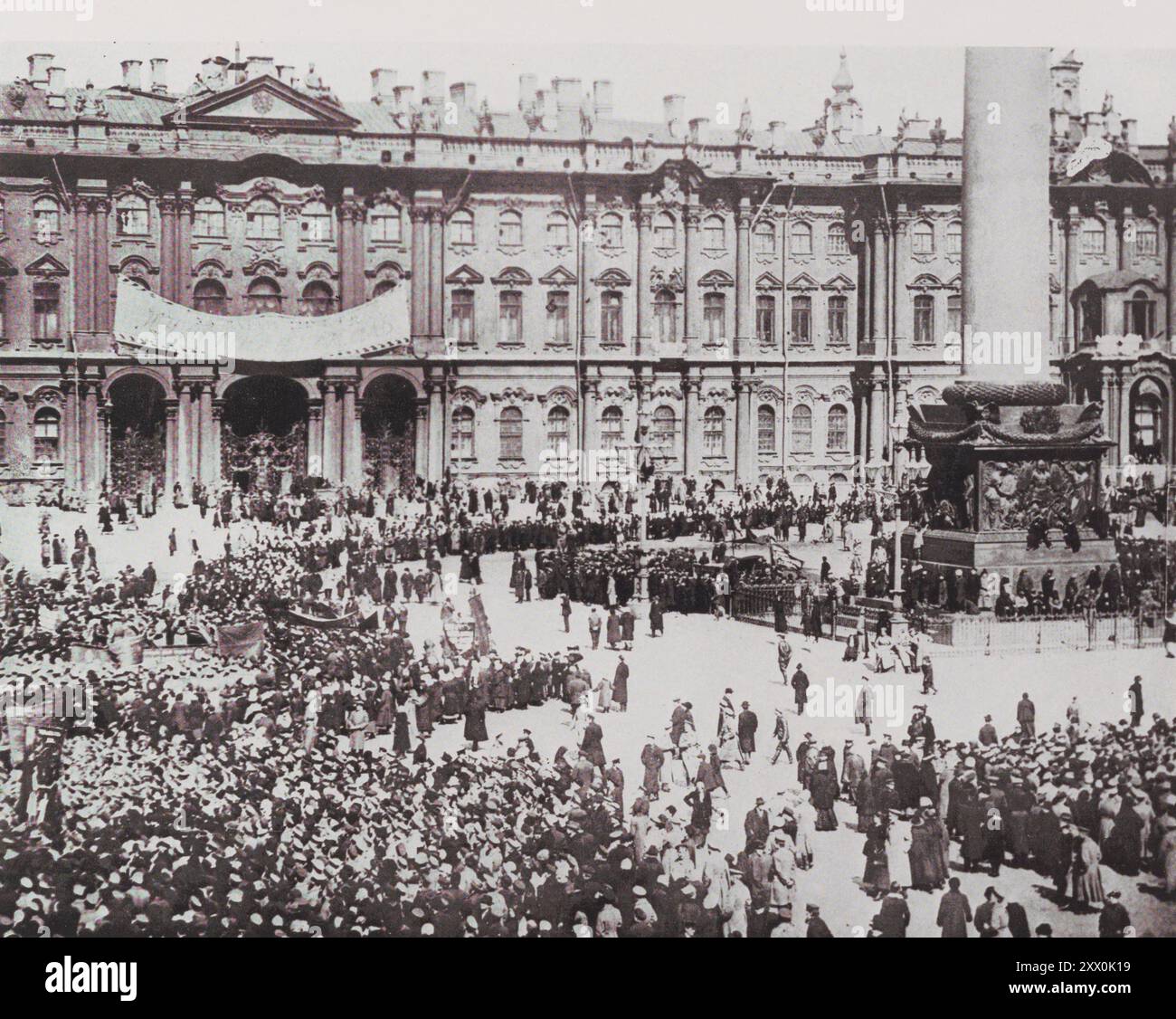 Archival photo of Revolution in Russia. May Day demonstration in front ...