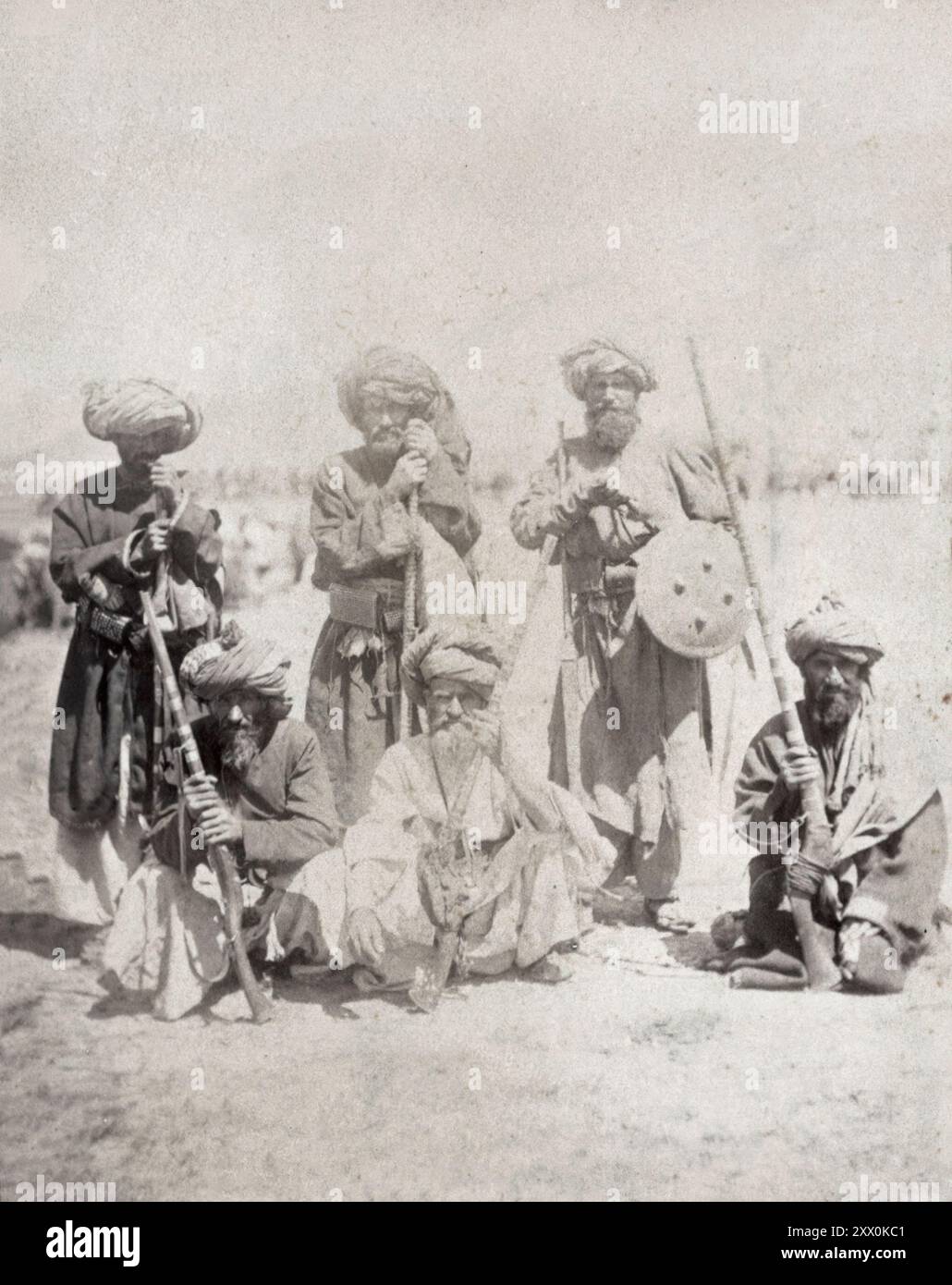 Second Anglo-Afghan War Group of Mountain Afghan Tribes. Afganistan in 1879-1880s Stock Photo ...