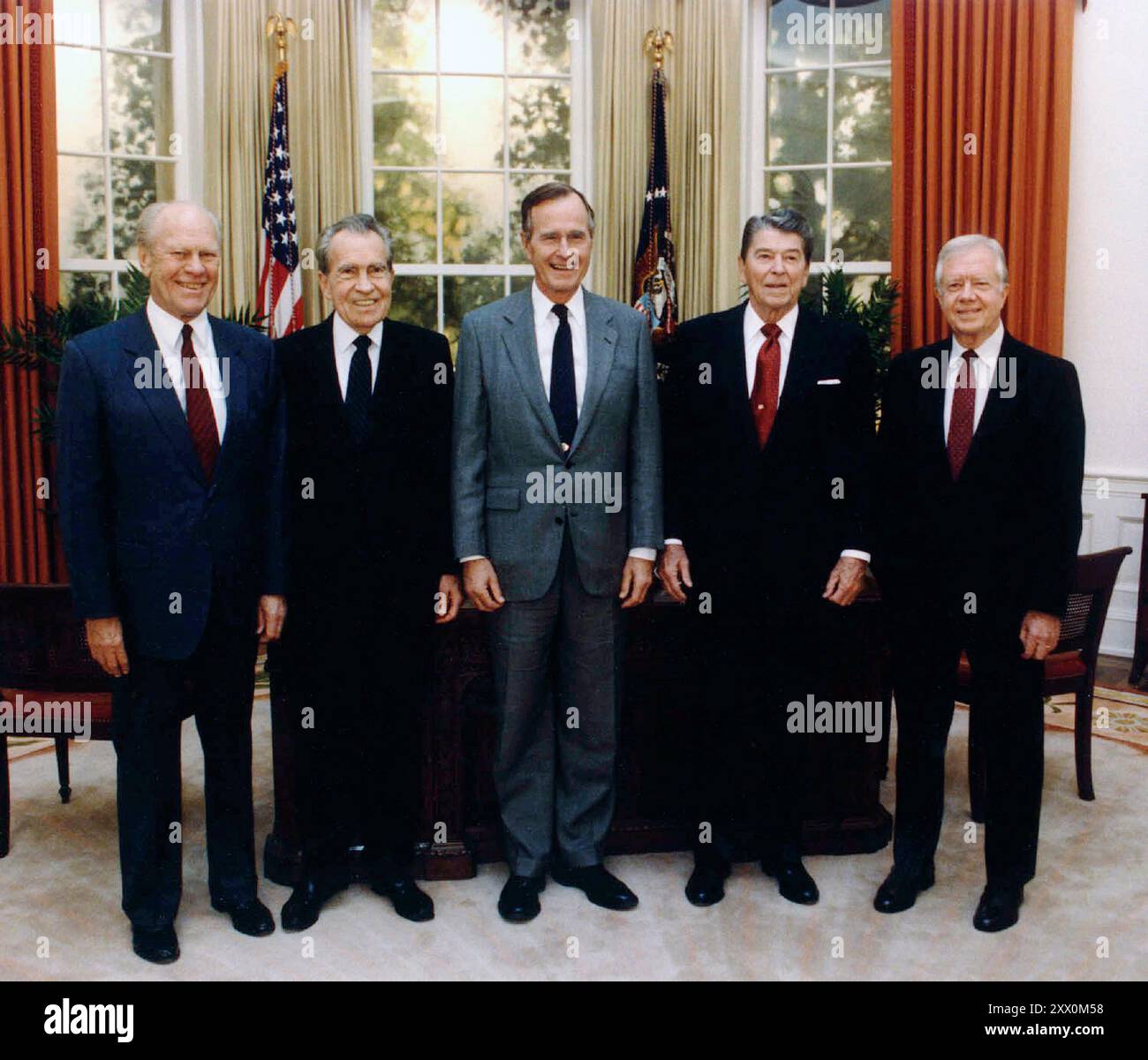Left to right: Former Presidents Gerald Ford and Richard Nixon ...