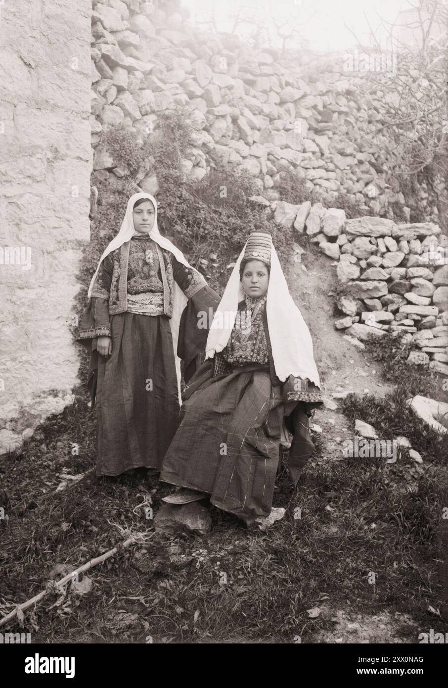 Life in Palestine in the early 20th century. Bethlehem women. Historic ...