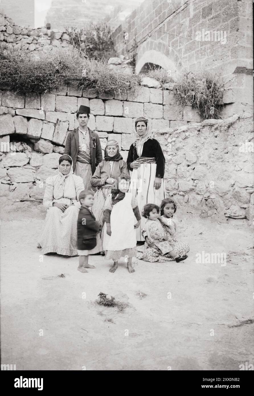 Life in Palestine in the early 20th century. Native family of Nazareth ...