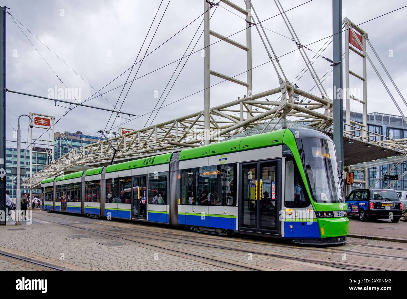 Tramlink tram at East Croydon station, London Borough of Croydon, UK ...