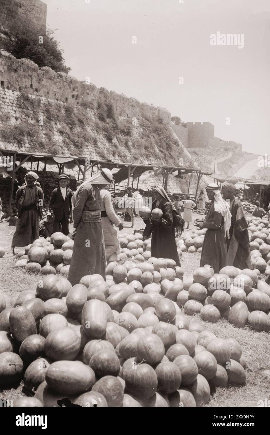 Life in Palestine in the early 20th century. Watermelon market ...