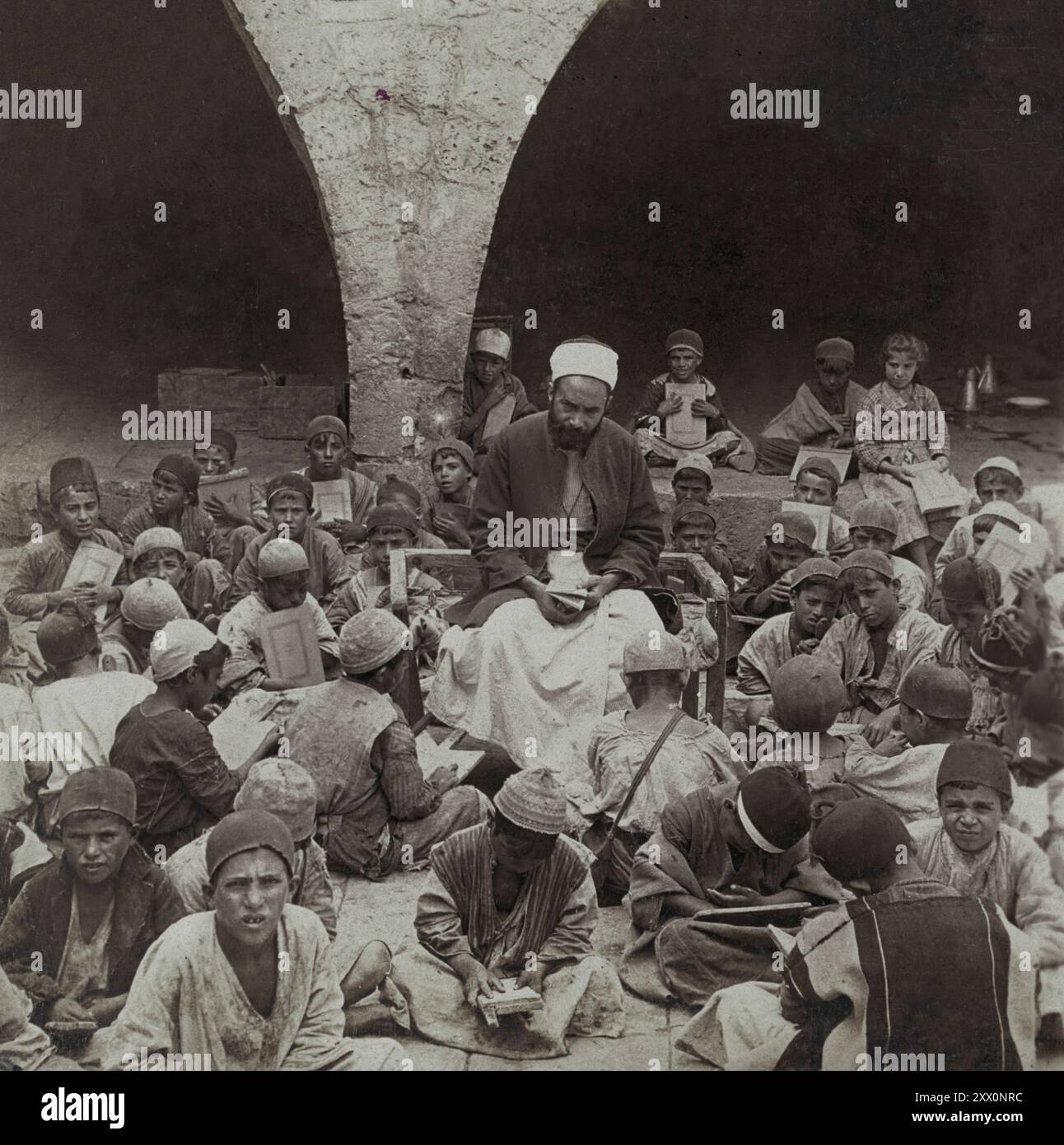 Life in Palestine in the early 20th century. Native Mohammedan school ...