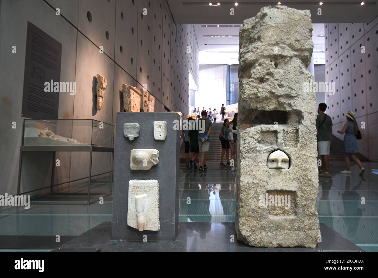 Acropolis Museum: - Pillar with and offering to Asclepios. Athens. Greece Stock Photo - Alamy