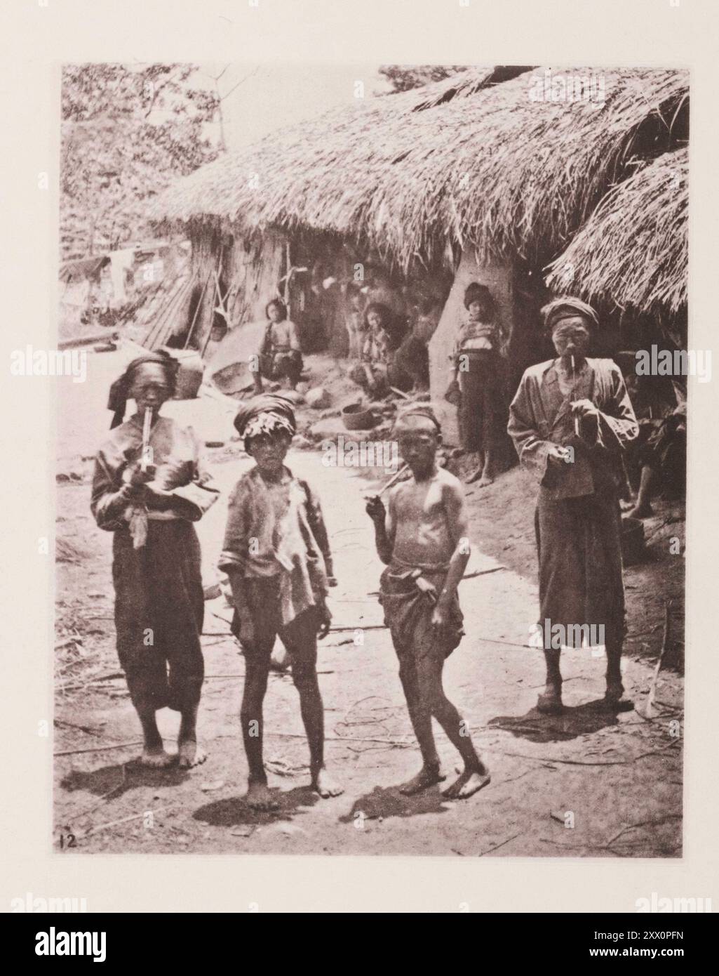 Vintage photo of the natives of Formosa (Taiwan). Types of the Pepohoan ...