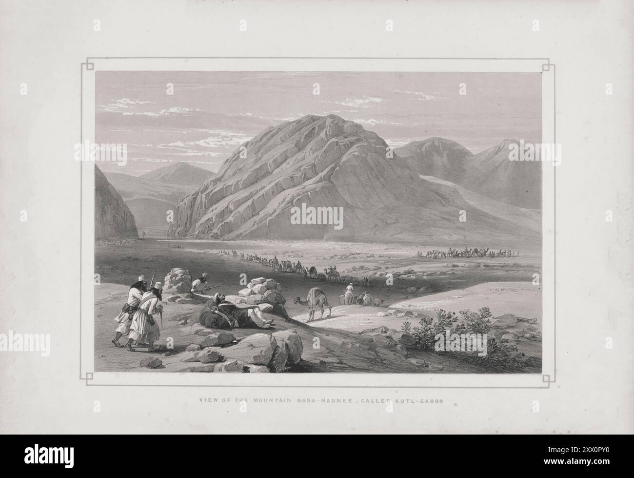 First Anglo-Afghan War. View of the mountain Baba-Naunee. 1840-1850 ...