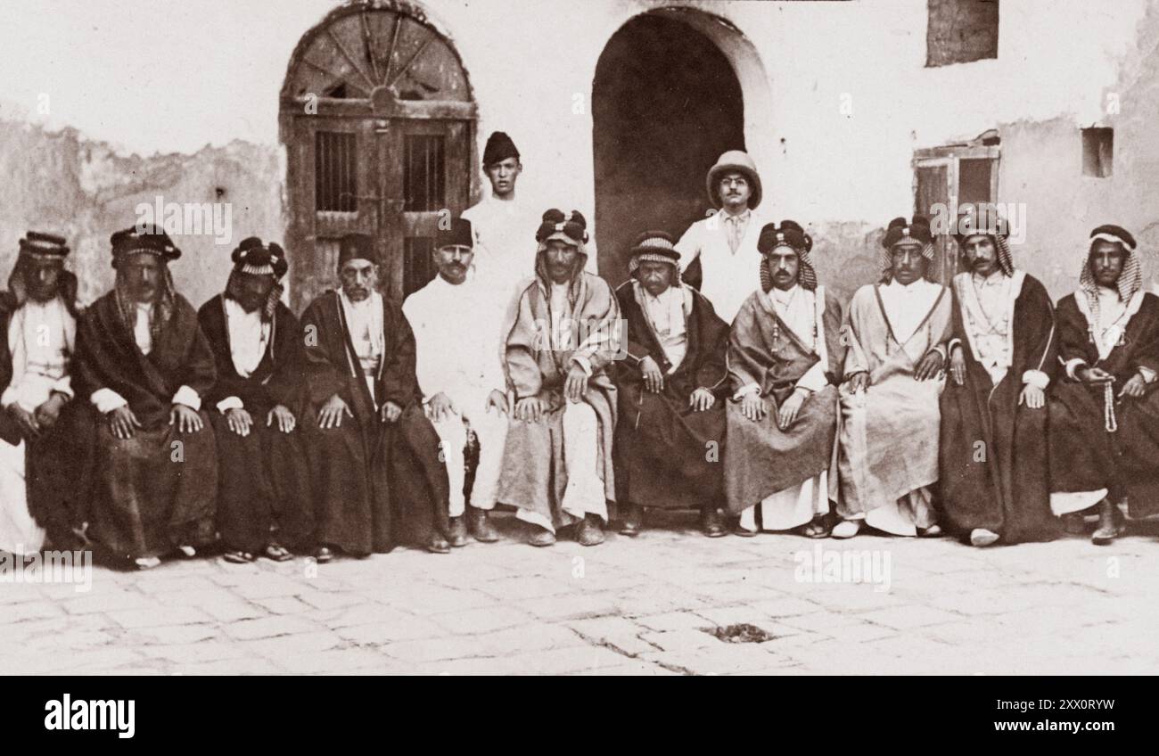 World War I. Arab Revolt of 1916-1918. Interior of a Courtyard. A Group ...