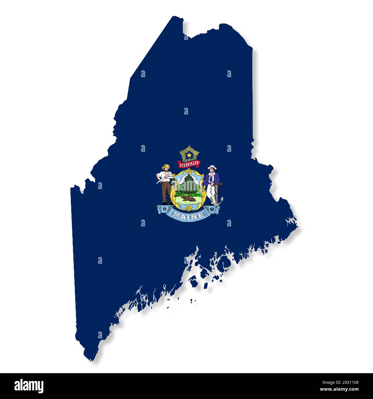 Maine State Flag Map Illustration Stock Photo - Alamy