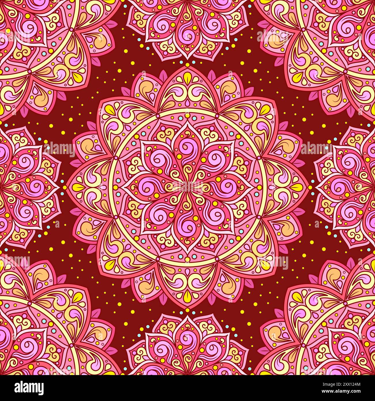 Seamless pattern with red mandalas. Ethnic arabic pattern. For fabric ...