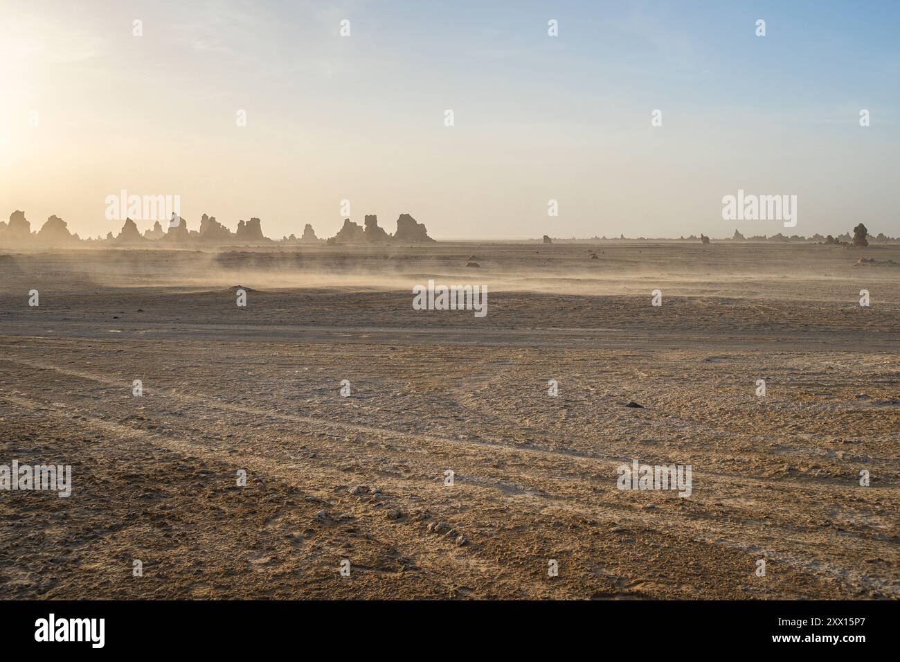 Moon landscape of limestone chimneys geological rock formations in a ...