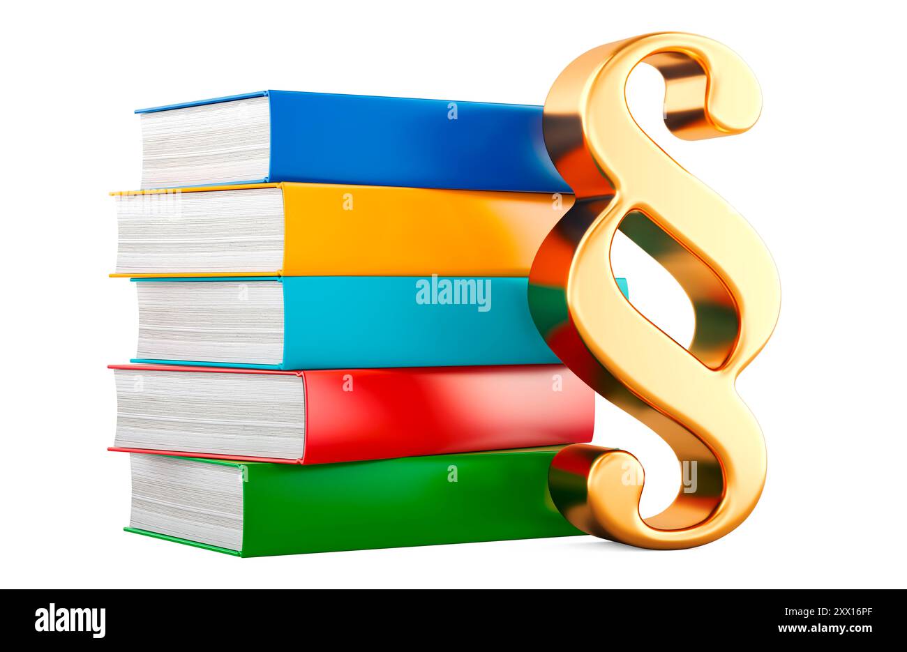 Stack of books with paragraph, section symbol. 3D rendering isolated on ...