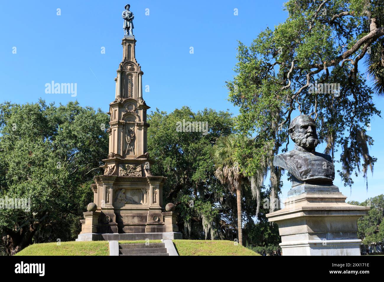 Close up of the statue of Lafayette McLaws with civil war confederate ...