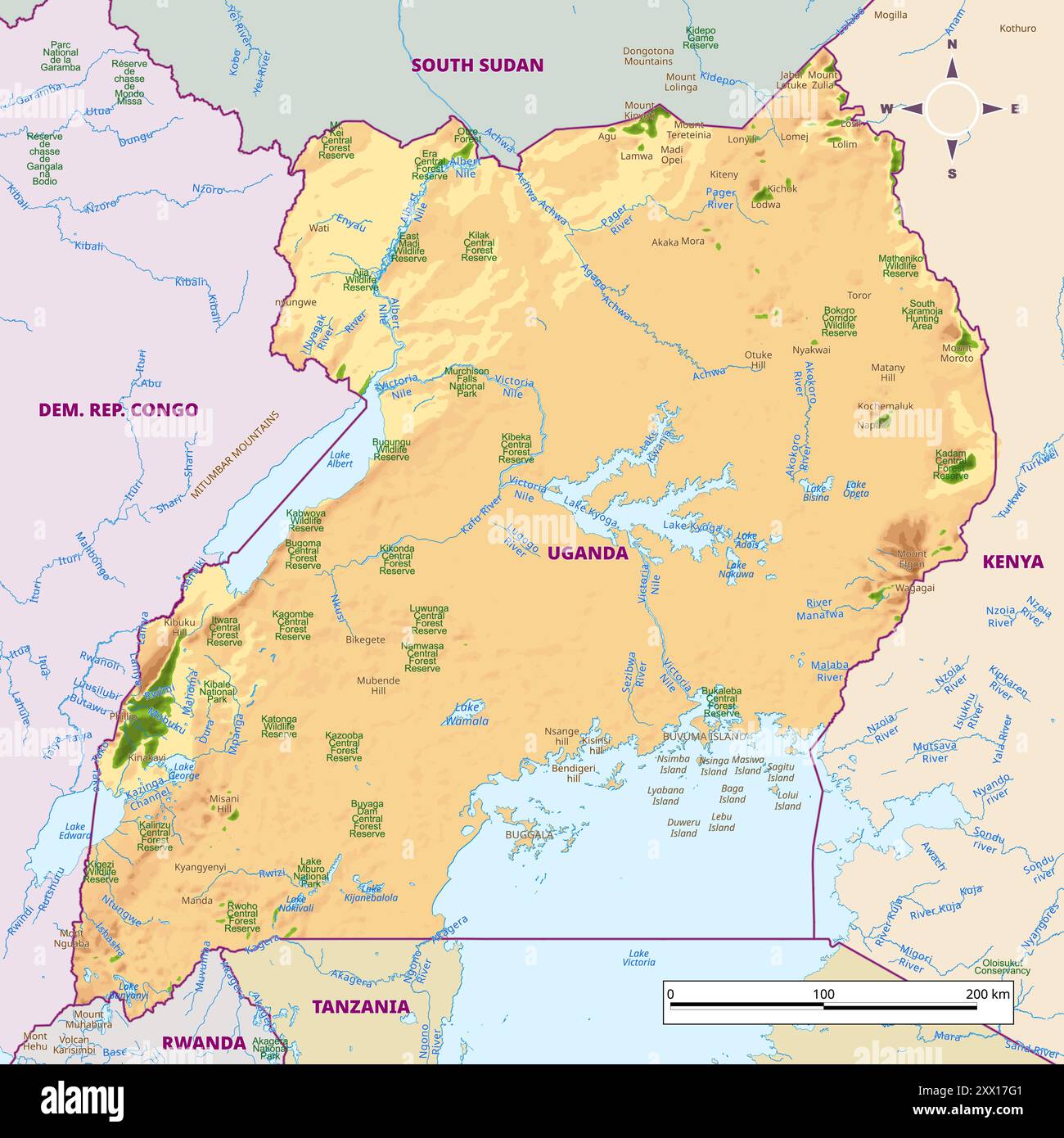 Uganda political map administrative hi-res stock photography and images ...