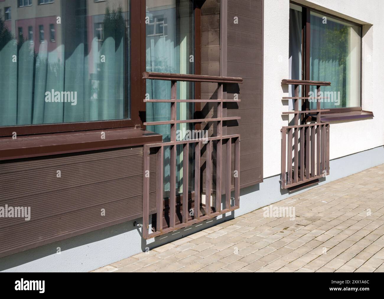 Decorative window fence imitating balcony Stock Photo - Alamy