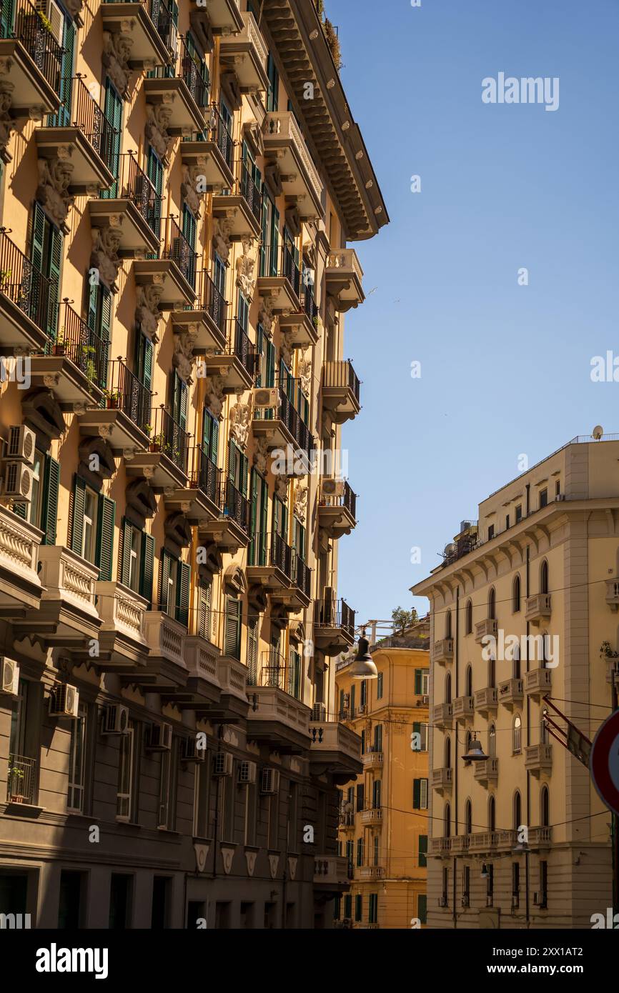 Beautiful historic European buildings with ornate balconies basking in ...