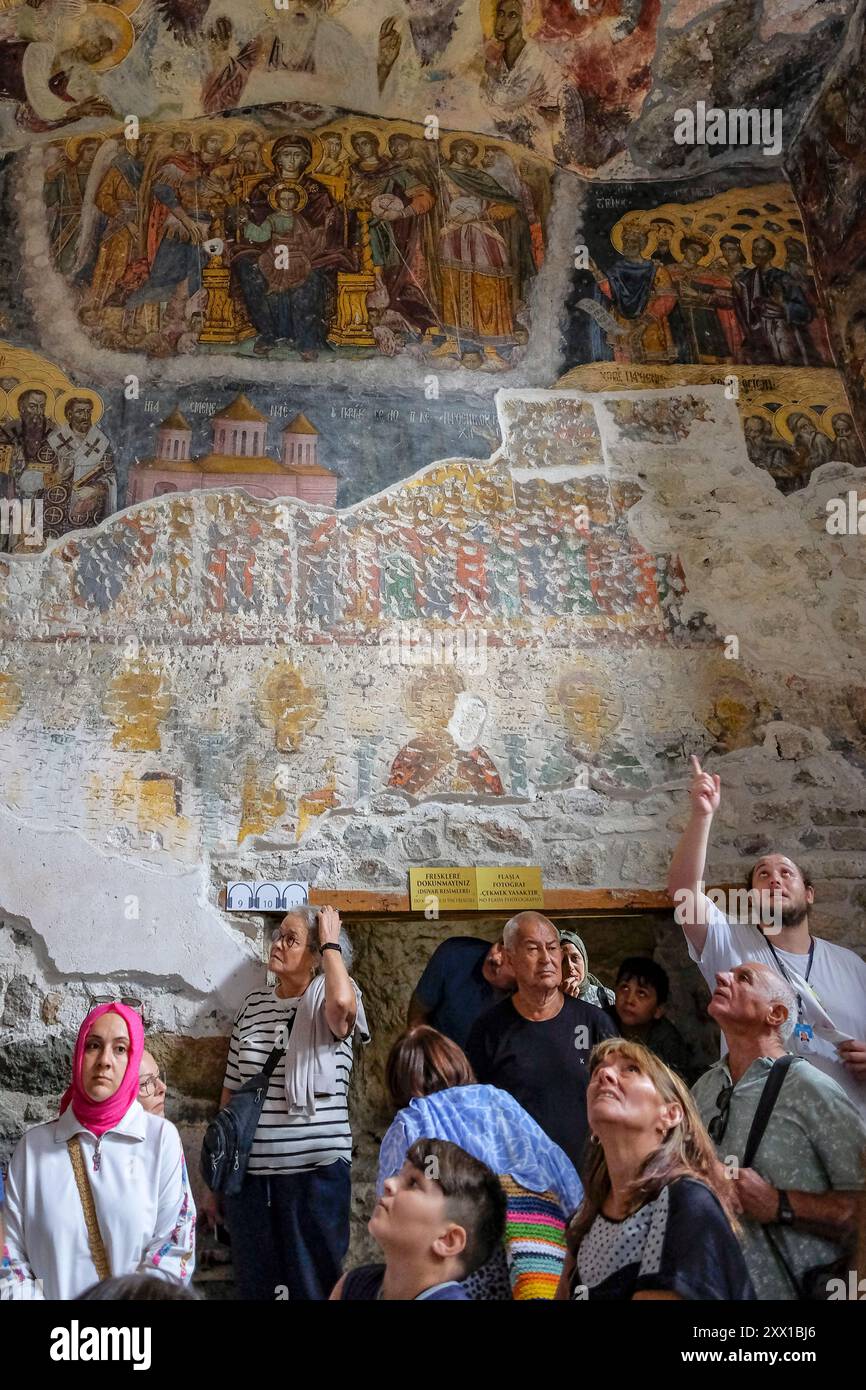Maçka, Turkey - July 26, 2024: People visiting Sumela Monastery, a ...