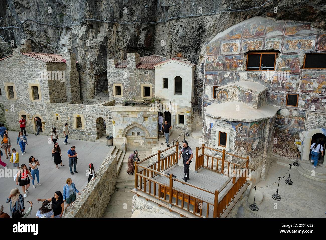 Maçka, Turkey - July 26, 2024: People visiting Sumela Monastery, a ...