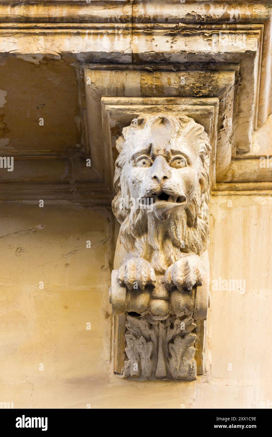 stone lion statue at the entrance of a house Stock Photo - Alamy