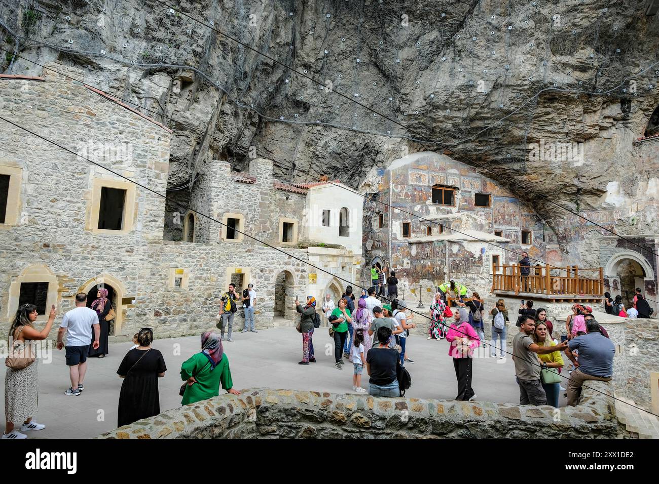 Maçka, Turkey - July 26, 2024: People visiting Sumela Monastery, a ...