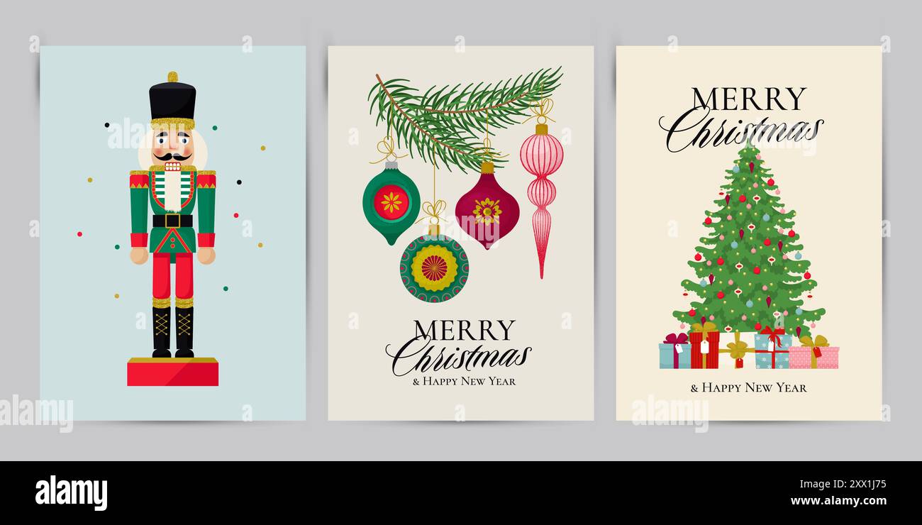 Christmas greeting cards with Christmas Nutcracker toy soldier ...
