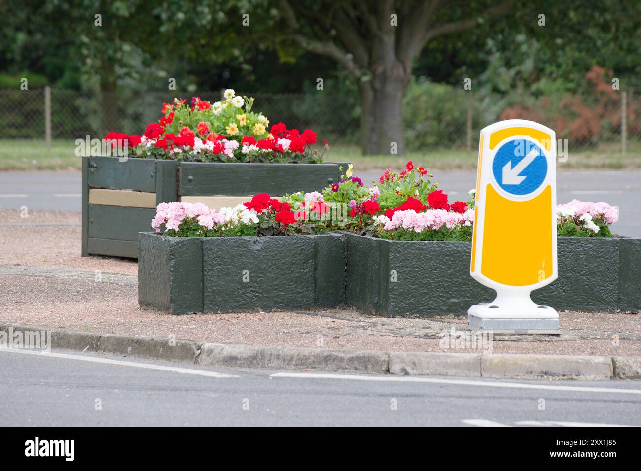 Urban flower beds at a road junction in Hunstanton, UK Stock Photo - Alamy