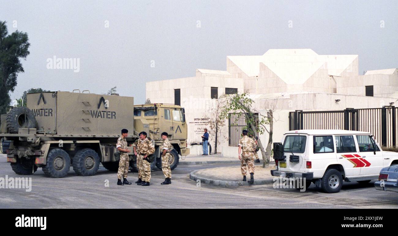 6th March 1991 British Soldiers Delivering Drinking Water To The British Embassy In Kuwait City