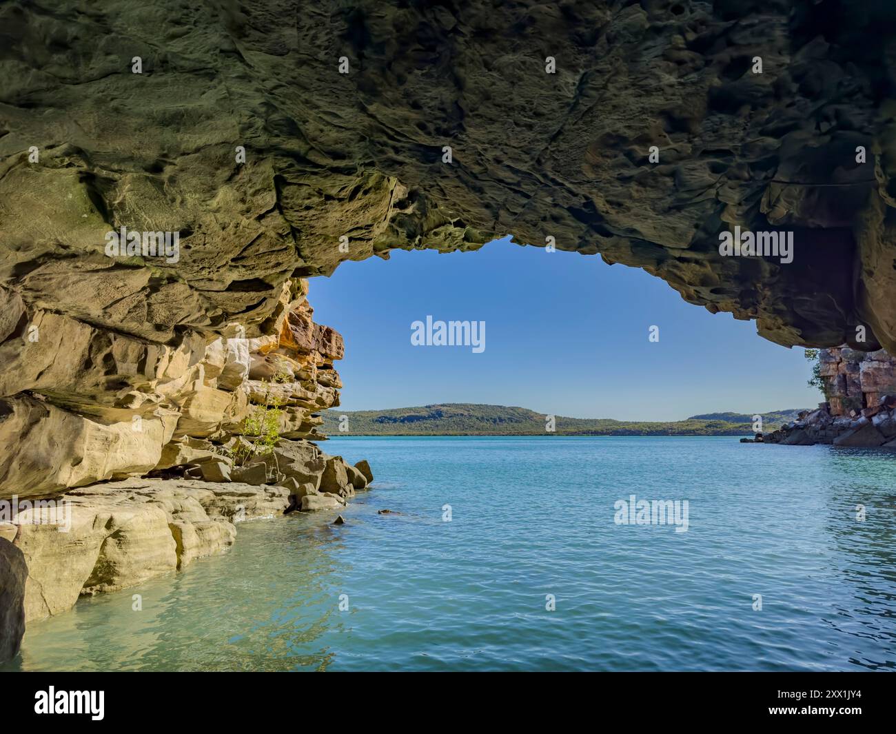 Sea cave in the King Leopold sandstone formations, Hunter River ...