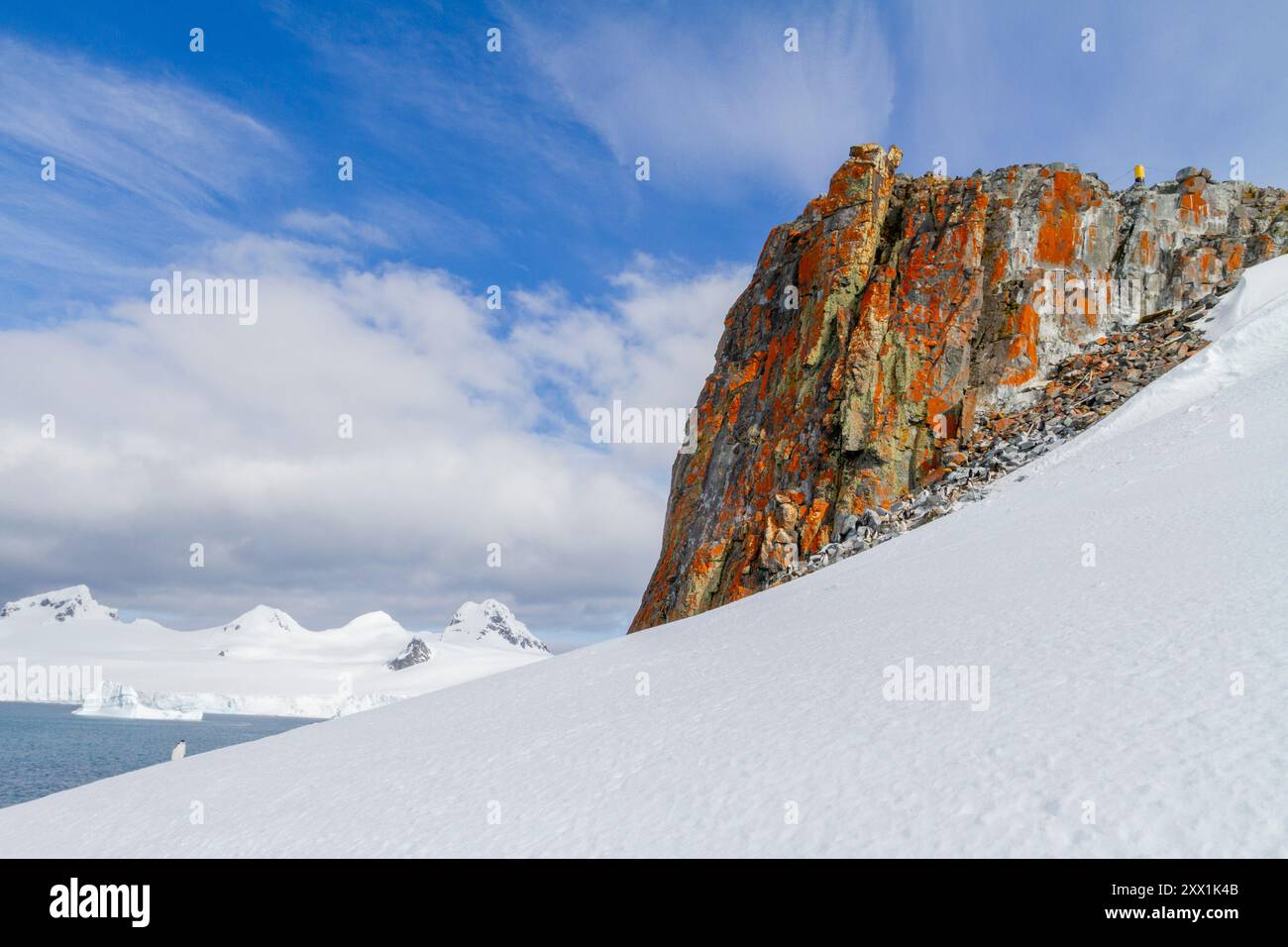 View of snow-covered Half Moon Island in the South Shetland Group ...