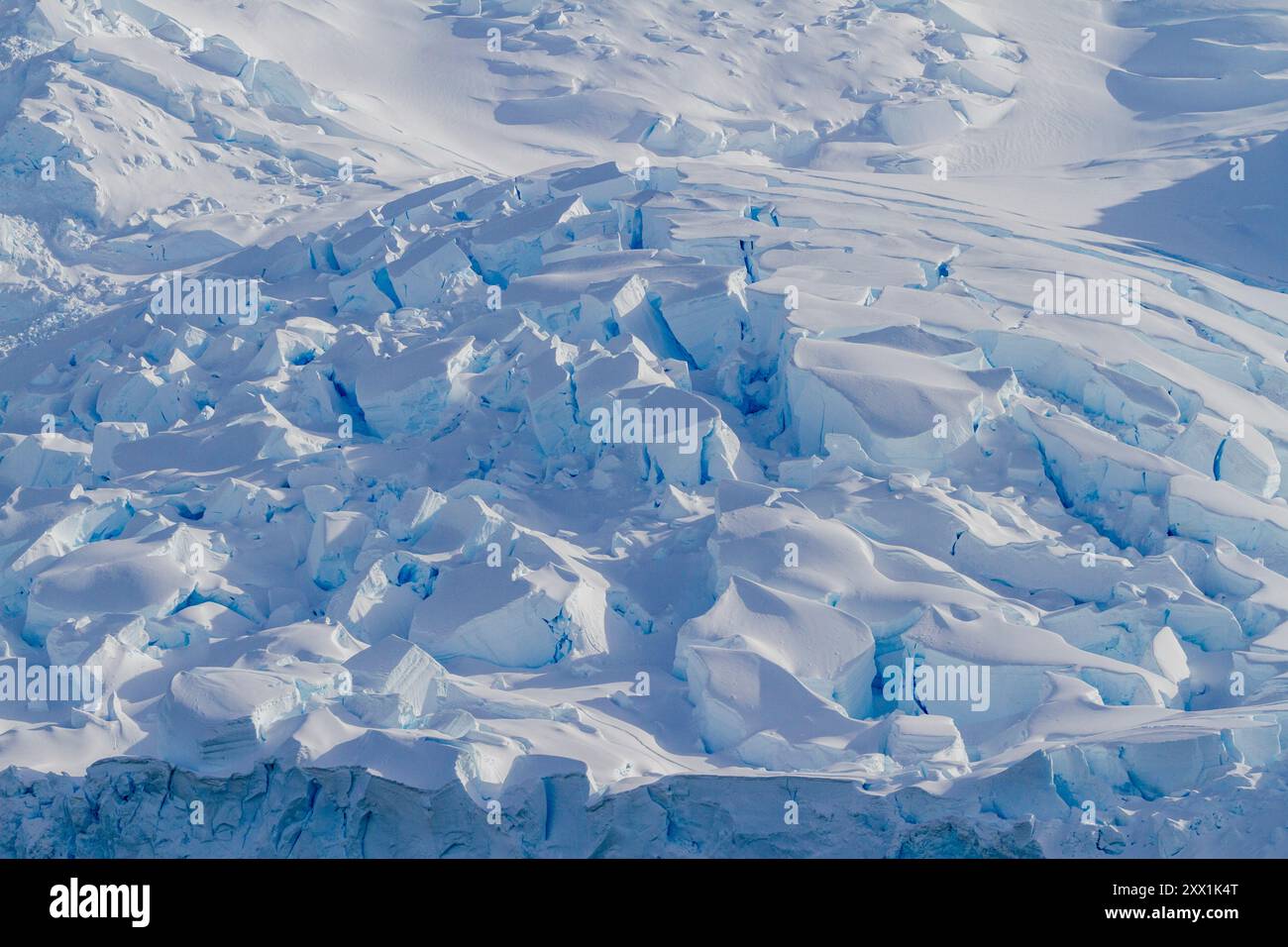 View of tidewater glacier deep inside Neko Harbor on the western side ...