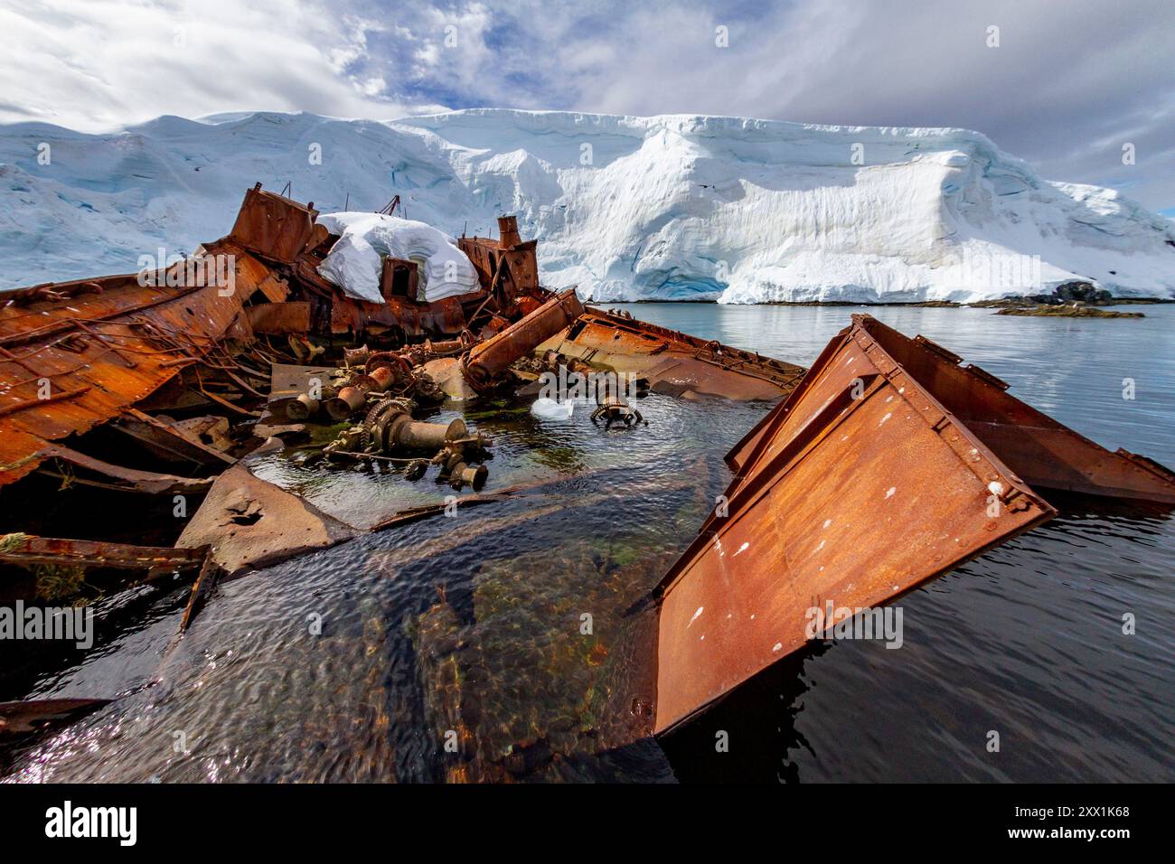 Views of the wreck of the Guvernoren, a 20th century whale processing ...