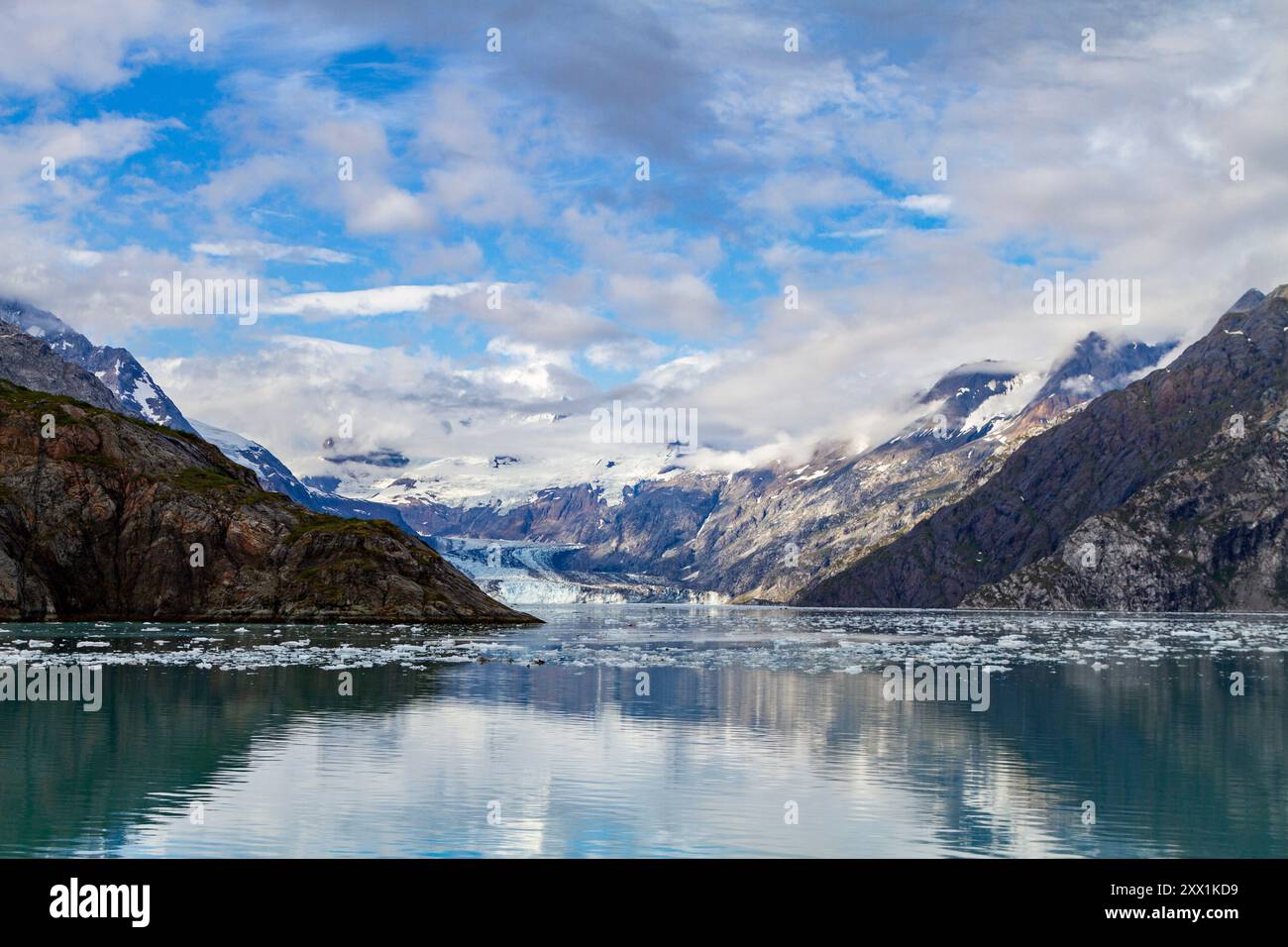 A view of Johns Hopkins Glacier against the Fairweather Range in ...