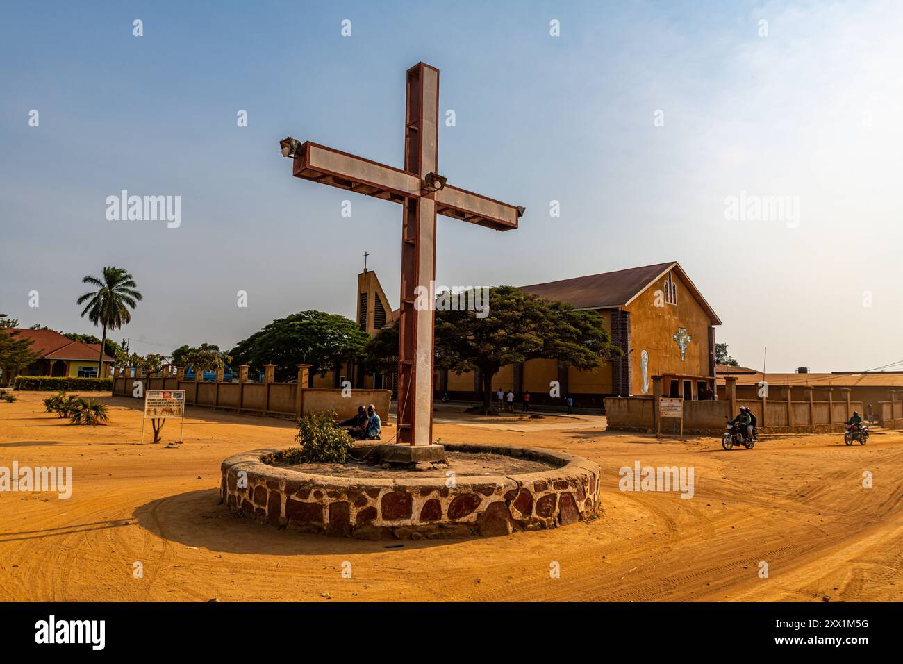 Huge cross in front of the Cathedral of Bunia, Ituri, Democratic ...