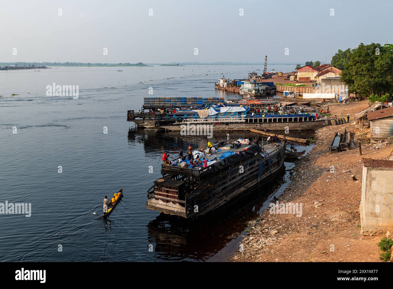 Riverboats on the Congo river, Mbandaka, Equateur province, Democratic ...